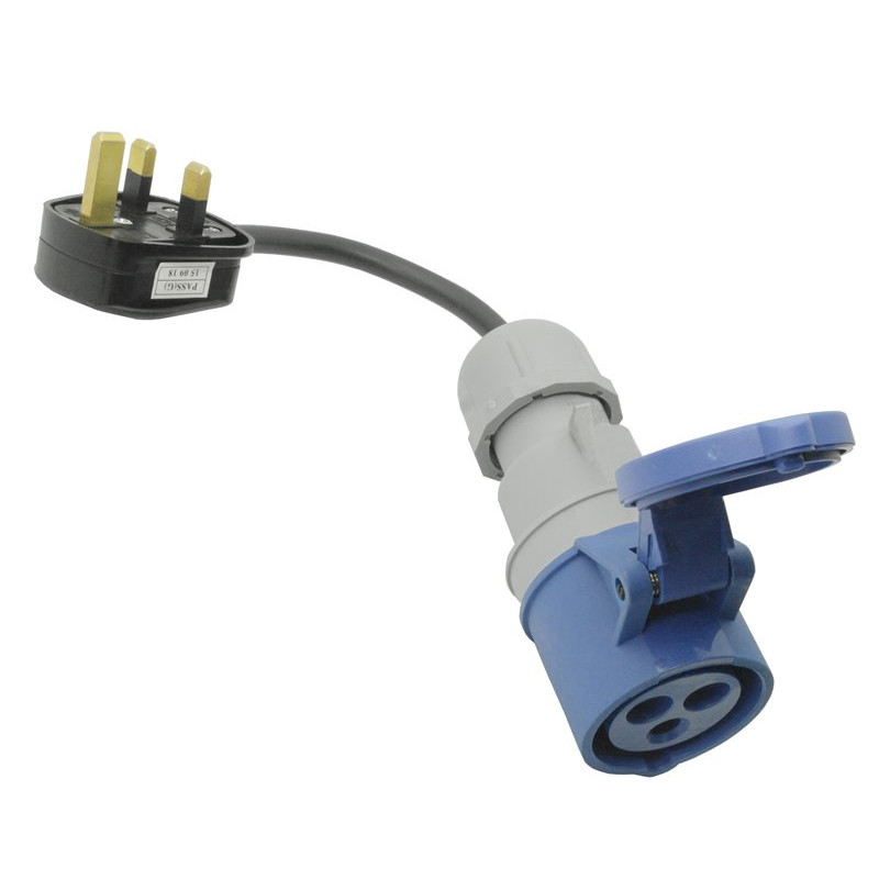 16A 230V Black UK 3 Pin Plug to Female Hook Up Extension Cable Lead